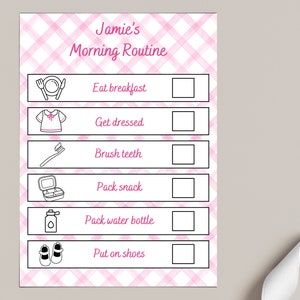 Morning Routine Printable | Back to School | Pink Preppy School Decor ...