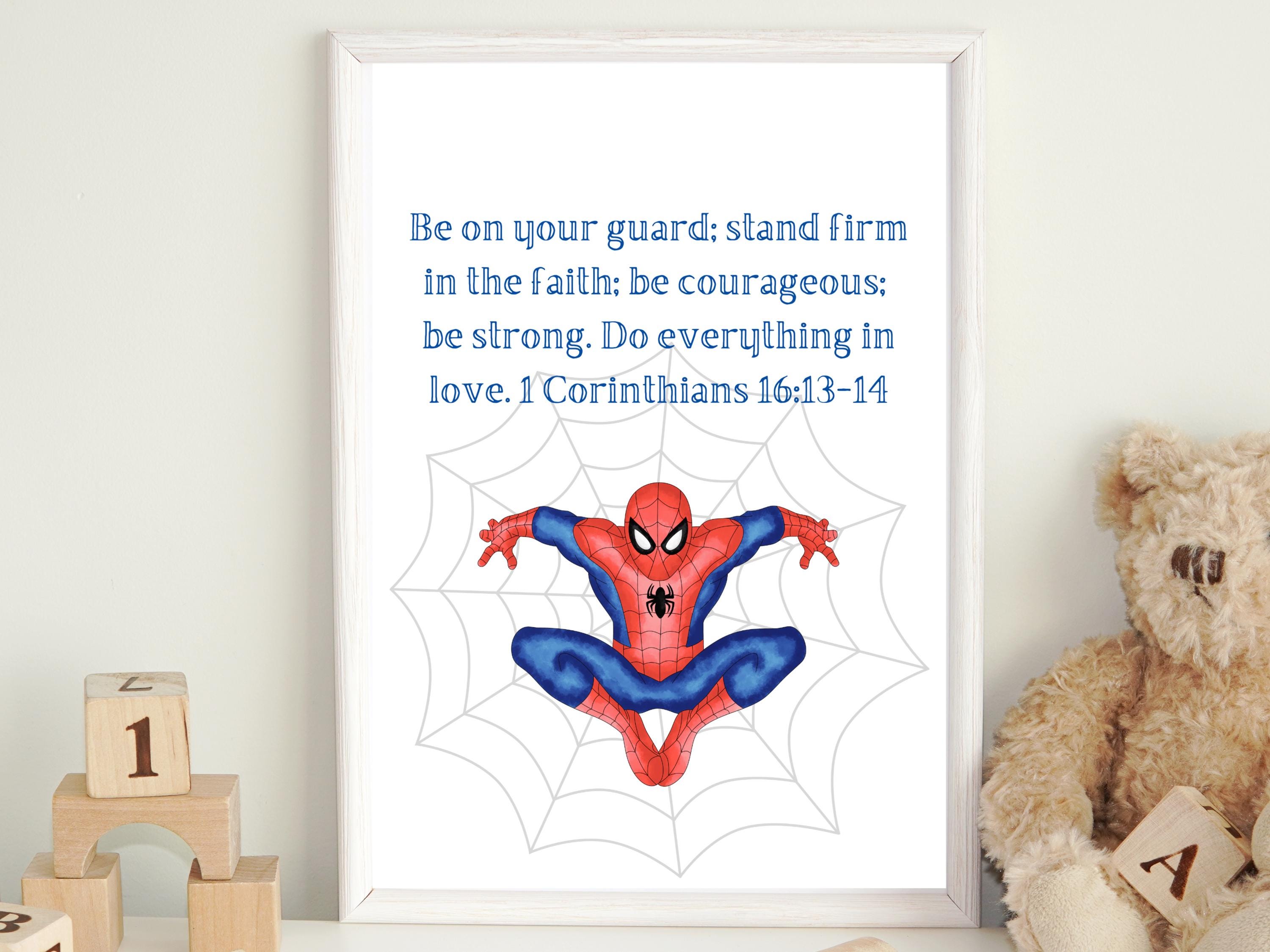 Superhero Print Set | Boy Nursery Decor | Scripture Art | Bible Verse ...