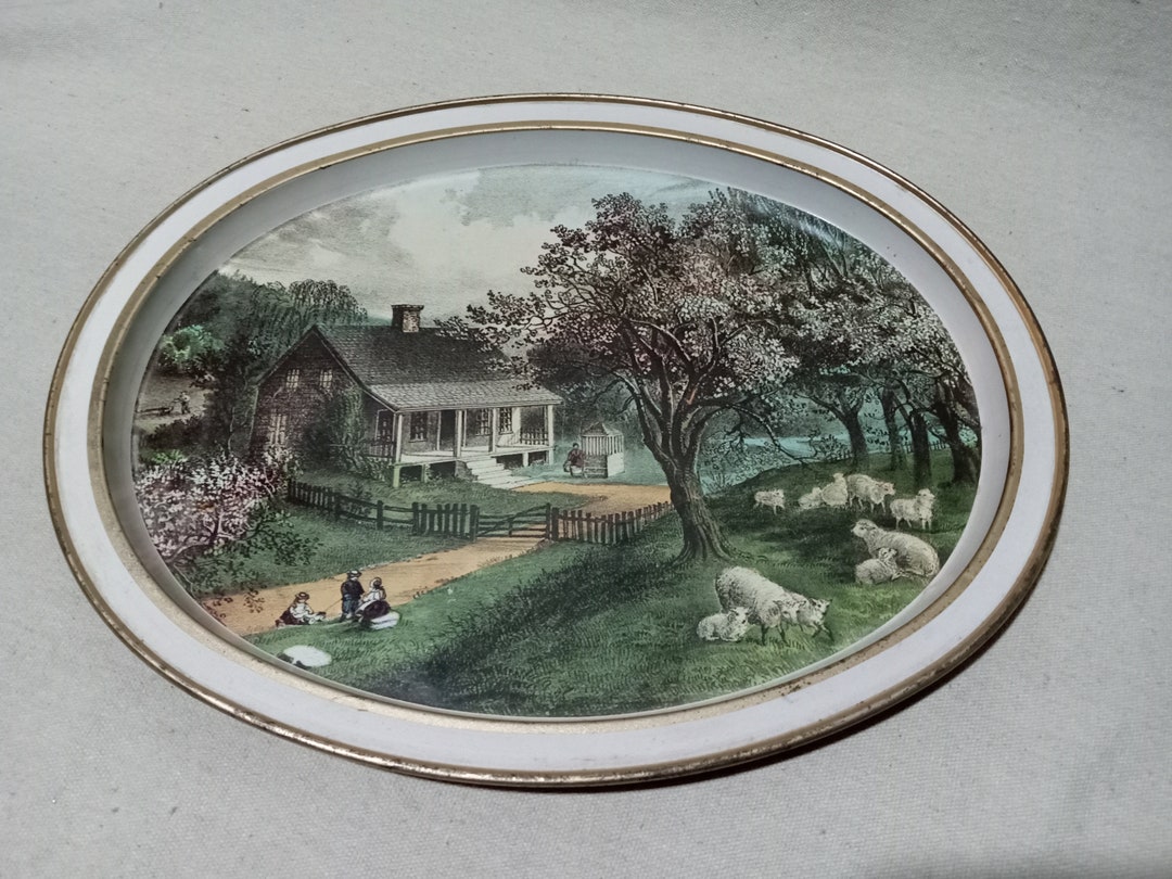 Currier & Ives "the American Homestead - Spring" Serving Tray - Etsy