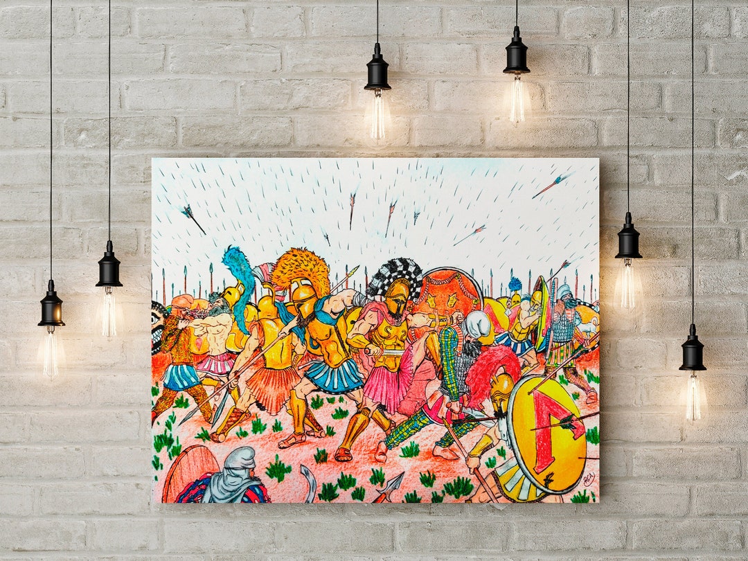 Digital Wall Art Battle of Thermopylae || 300 Spartans || Print ...