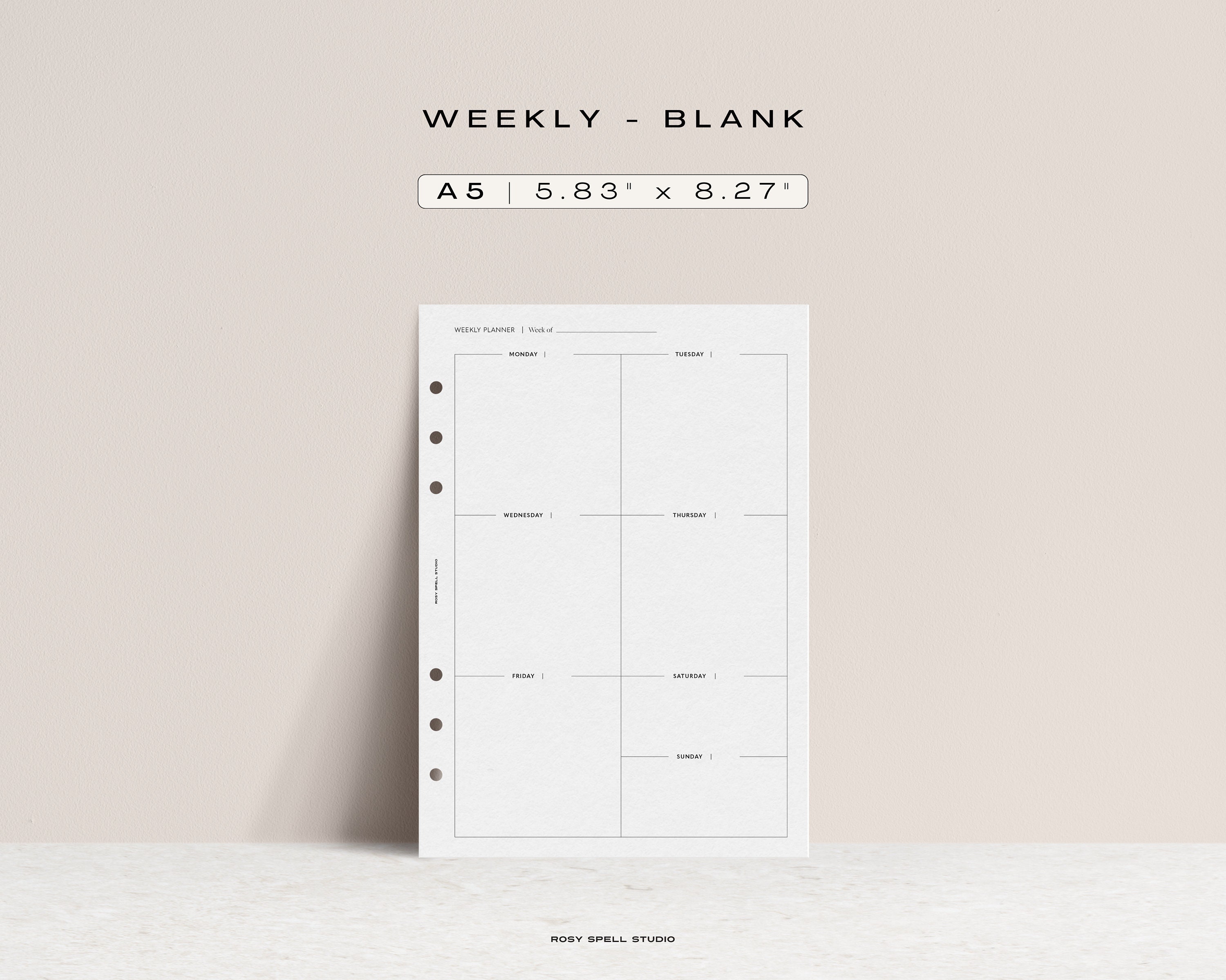 Weekly Planner, A5 Printable Planner Inserts, Blank Weekly Overview ...