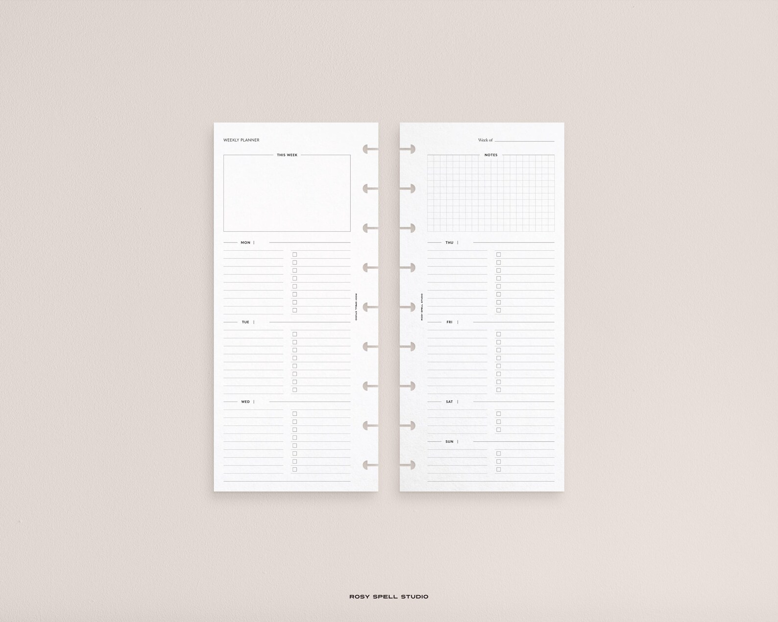 Weekly Planner on 2 Pages, Notes and To-do List, Skinny Classic HP ...