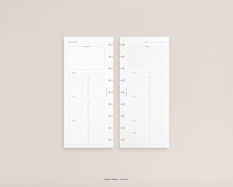 Weekly Planner on 2 Pages, Notes and To-do List, Skinny Classic HP ...