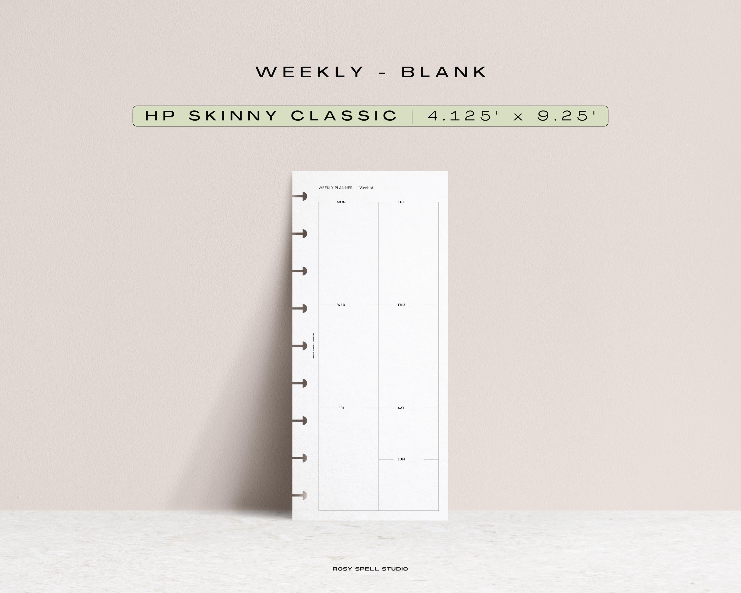 Weekly Notes and Overview, HP Skinny Classic Printable Planner Inserts ...
