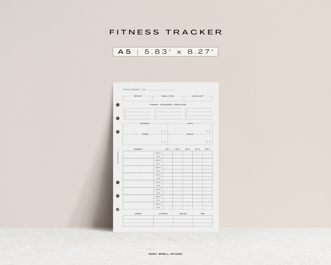 Daily Fitness Tracker, A5 Printable Planner Insert, Workout Planner ...
