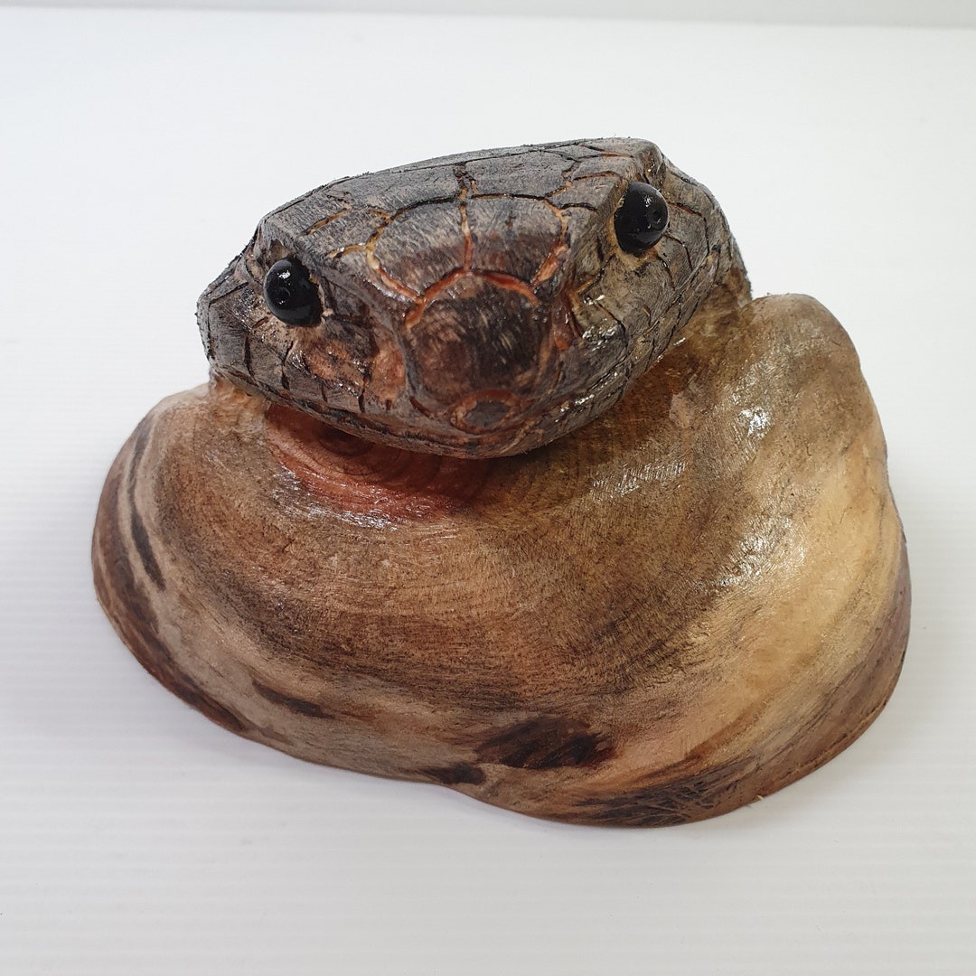 Hand Carved Wooden Snake Head. - Etsy