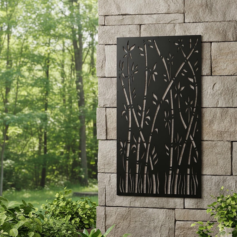 Outdoor Metal Wall Art Panel, Laser Cut Decorative Fence Insert, Patio ...