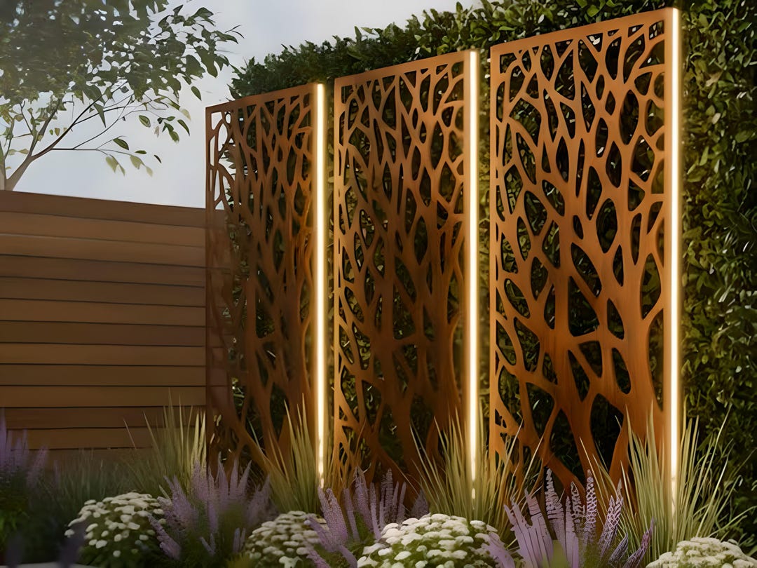 Tree Metal Decor Panel, Decorative Privacy Screen, Garden Fence Insert ...