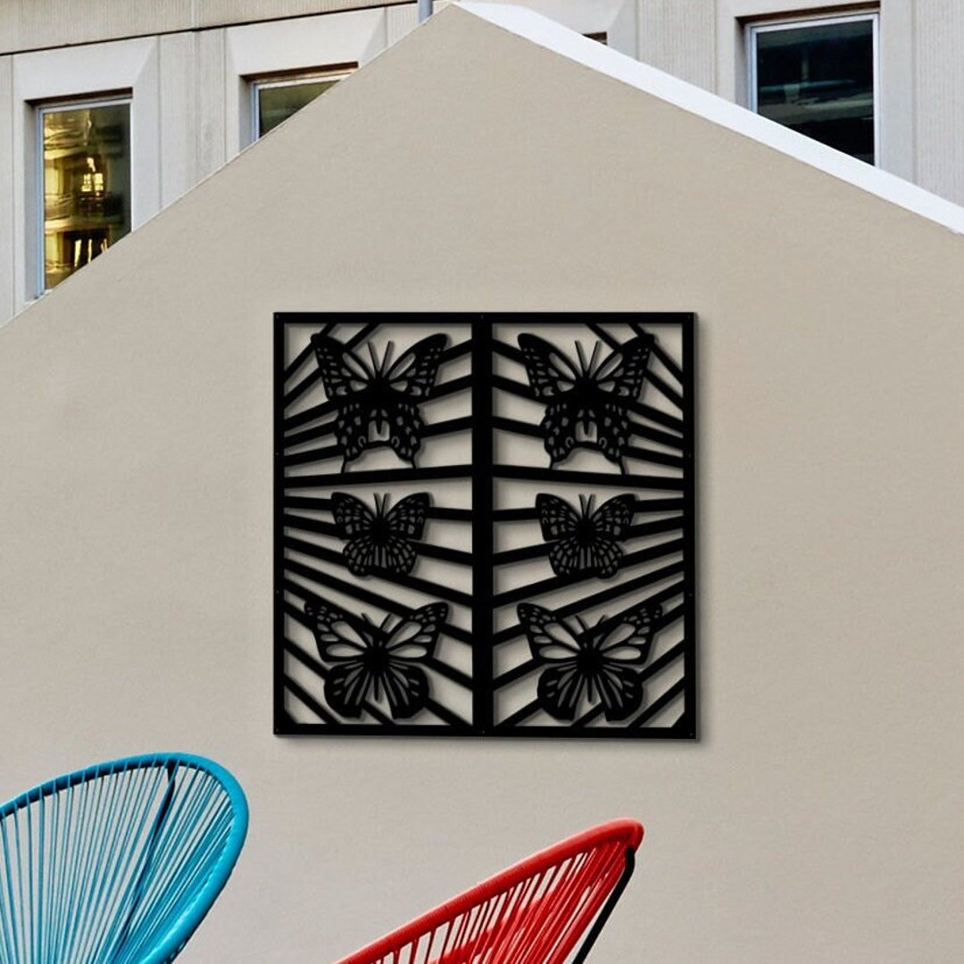 Butterfly Panel Metal Privacy Screen Decorative Panel Outdoor Garden ...