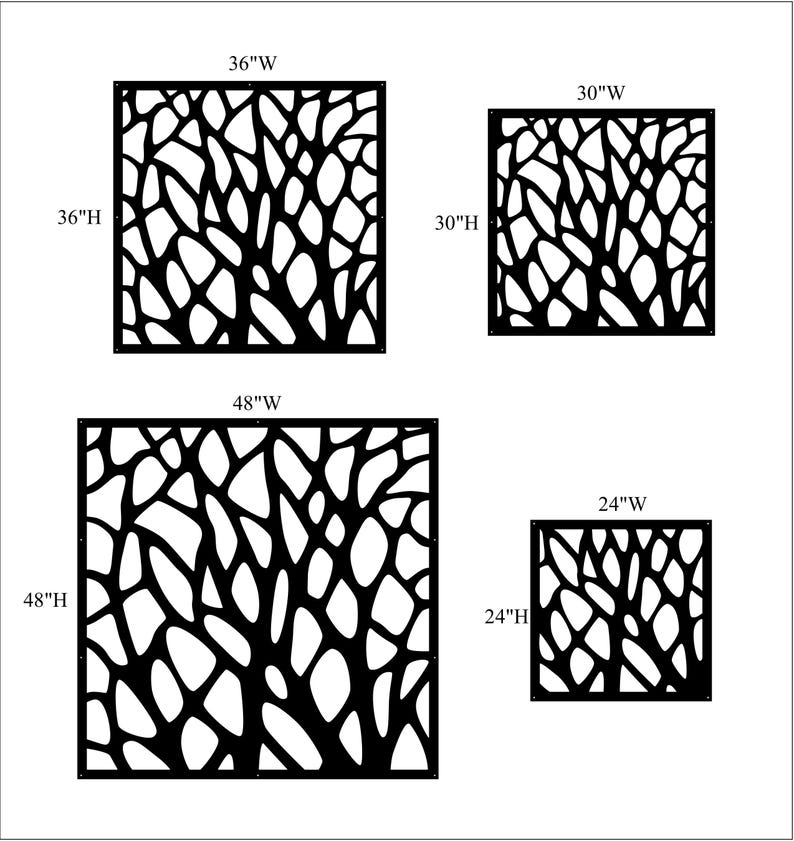 Tree Metal Decor Panel, Decorative Privacy Screen, Garden Fence Insert ...