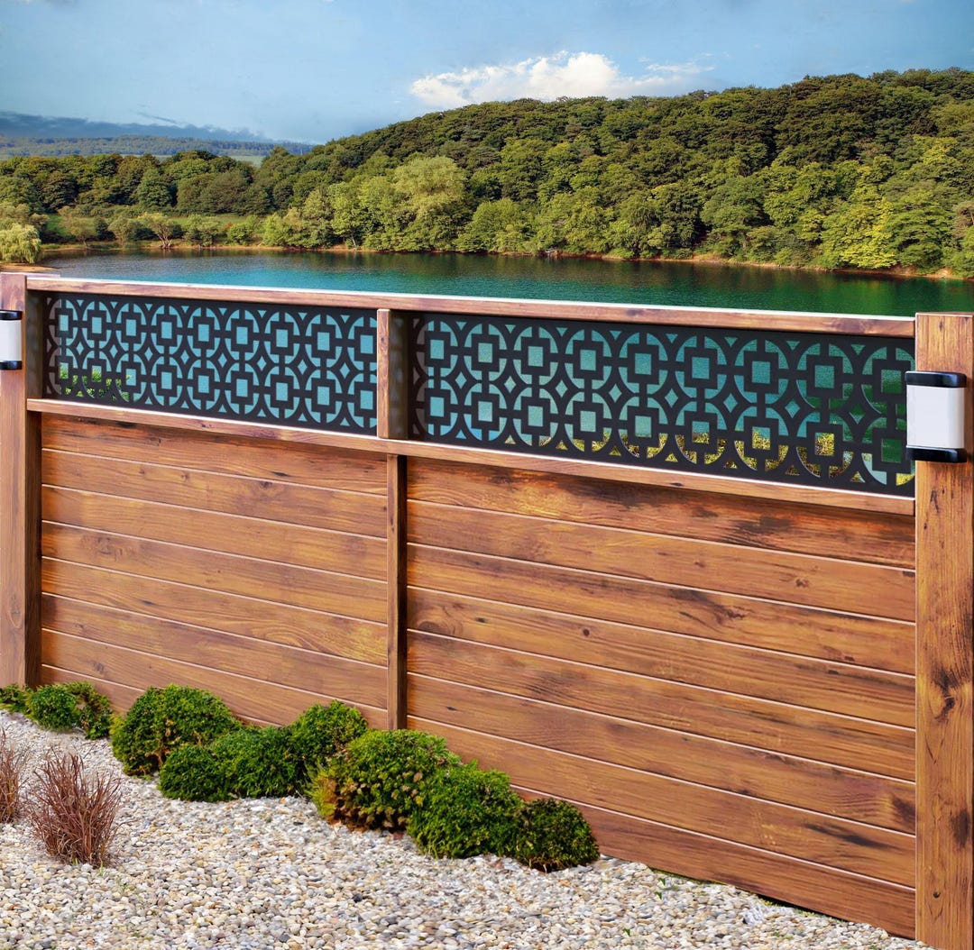 Patterned Aluminum Fence Topper, Modern Metal Privacy Screen, Custom ...