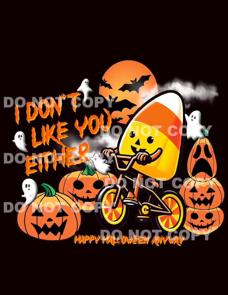 Candycorn on a Bike "i Don't Like You Either" - Etsy