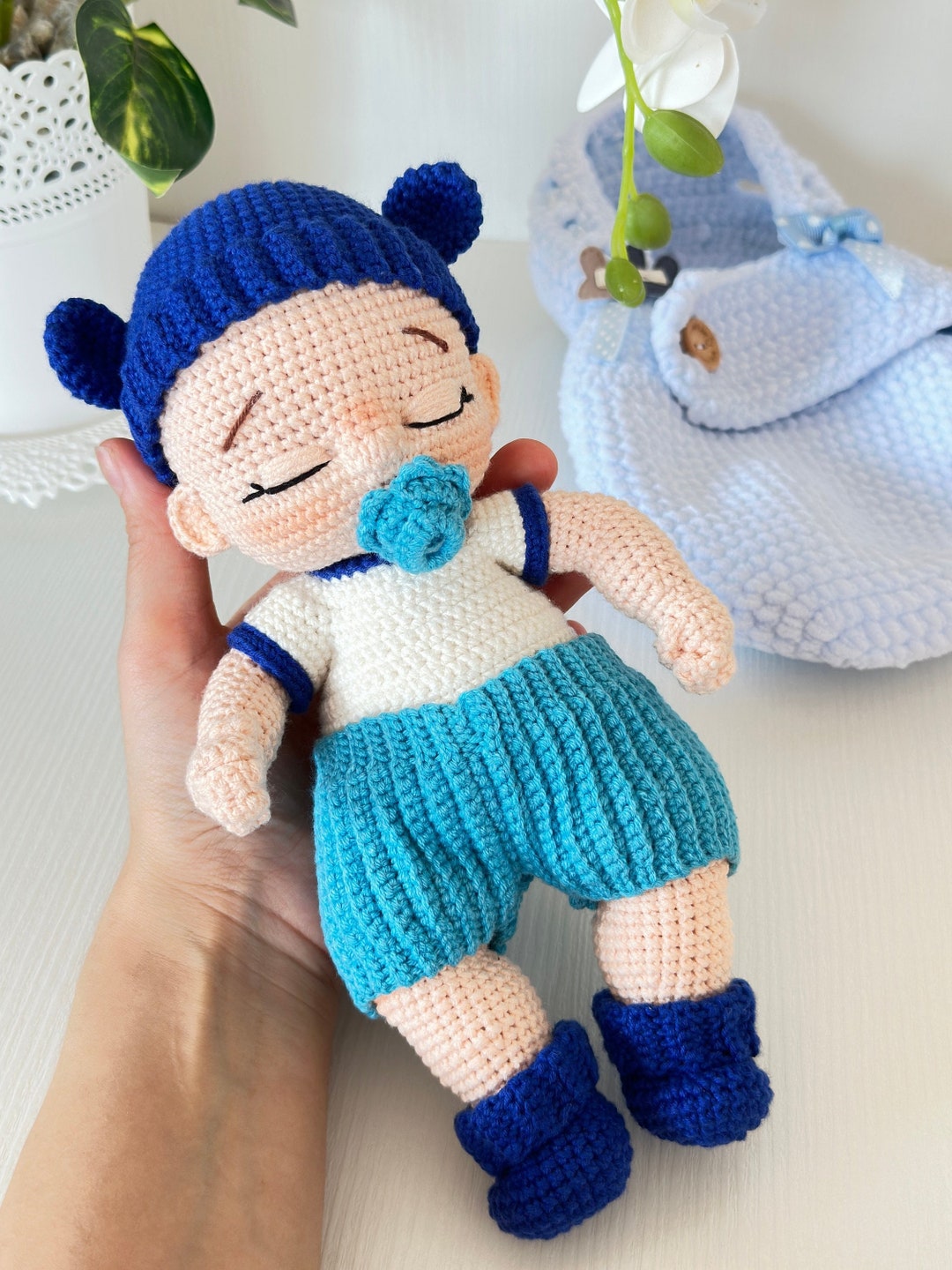 Handmade Crochet Baby Doll With Pacifier & Accessories - Etsy