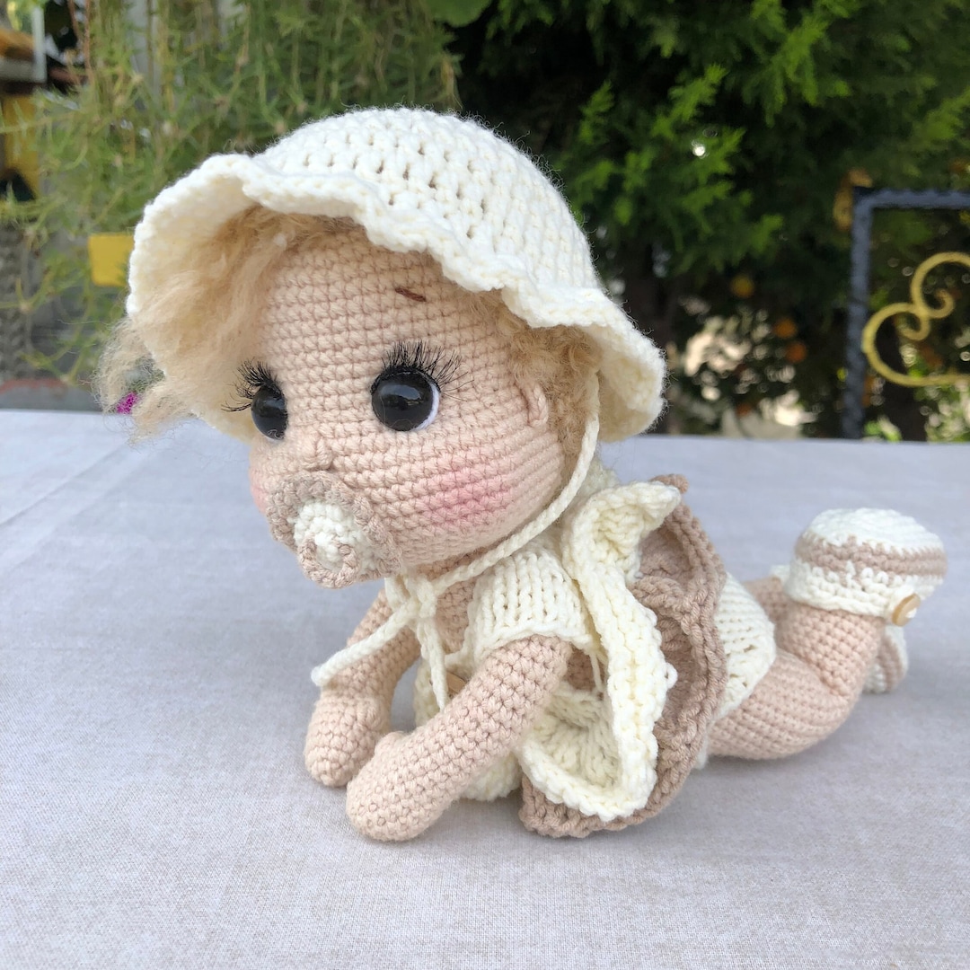 Crochet Doll With Pacifier, Handmade Soft Toy, Puppet, Crochet ...