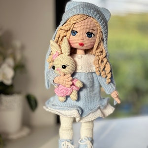 Crochet Big Doll Handmade Doll With Blue Outfit Crochet Doll With Blue Eyes Amigurumi Doll for Sale Ready Big Crochet Doll Baby Doll Etsy Australia