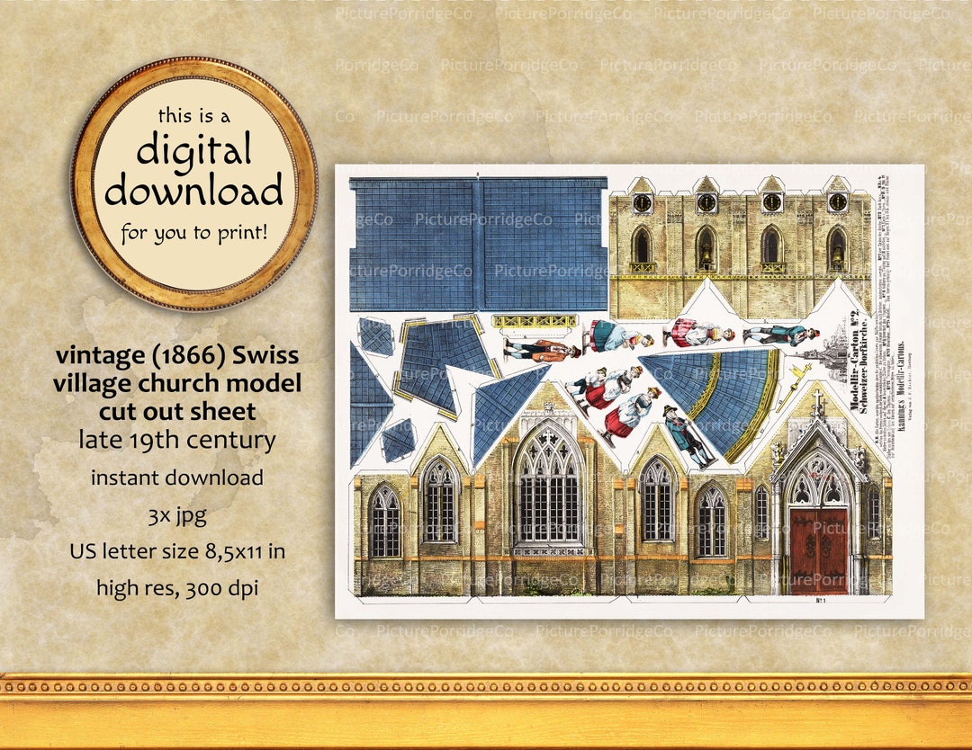 Vintage Swiss Church Cut Out Sheet Late 19th C Digital Instant Download ...