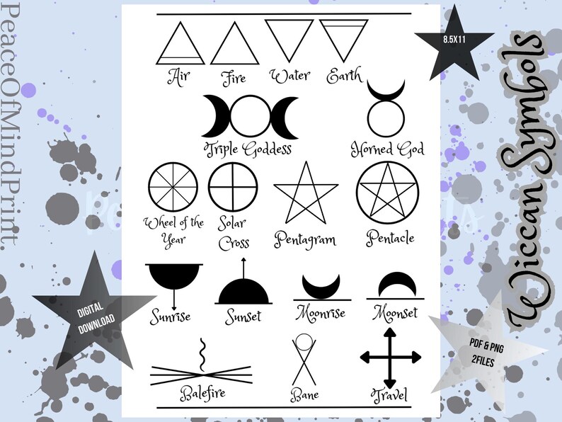 Wiccan Symbols digital Download 8.5x11 PDF & PNG - Etsy