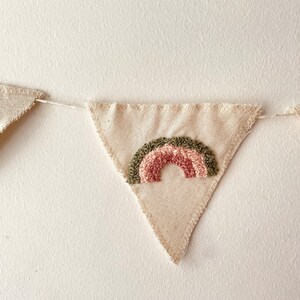 Rainbow Patterned Fabric Embroidery Pennant Garland , Baby Flag String ...