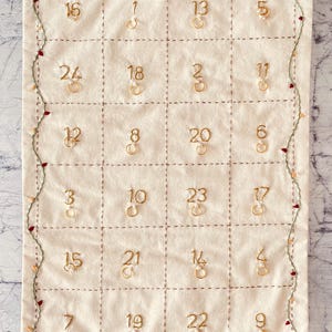 Handmade Christmas Countdown Calendar: Embroidered Cotton Advent ...