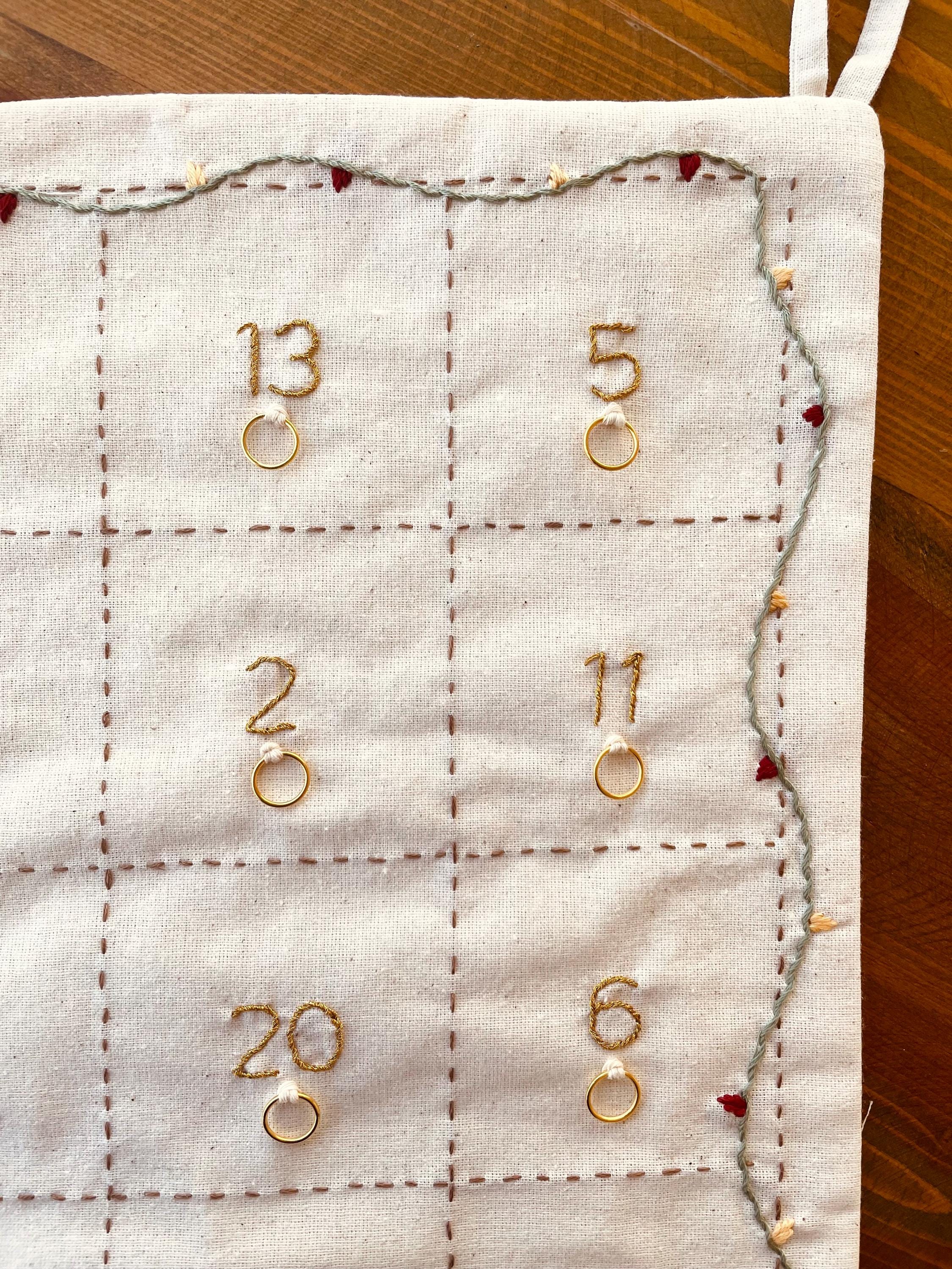 Handmade Christmas Countdown Calendar: Embroidered Cotton Advent ...