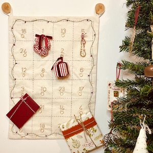 Handmade Christmas Countdown Calendar: Embroidered Cotton Advent ...