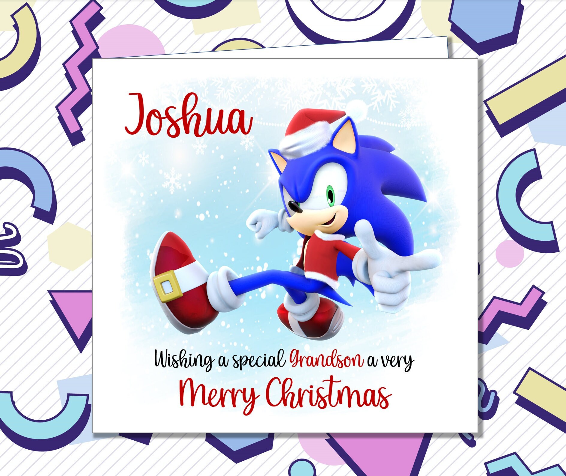 Personalised Sonic the Hedgehog Christmas Card Boys Grandson Son Nephew ...