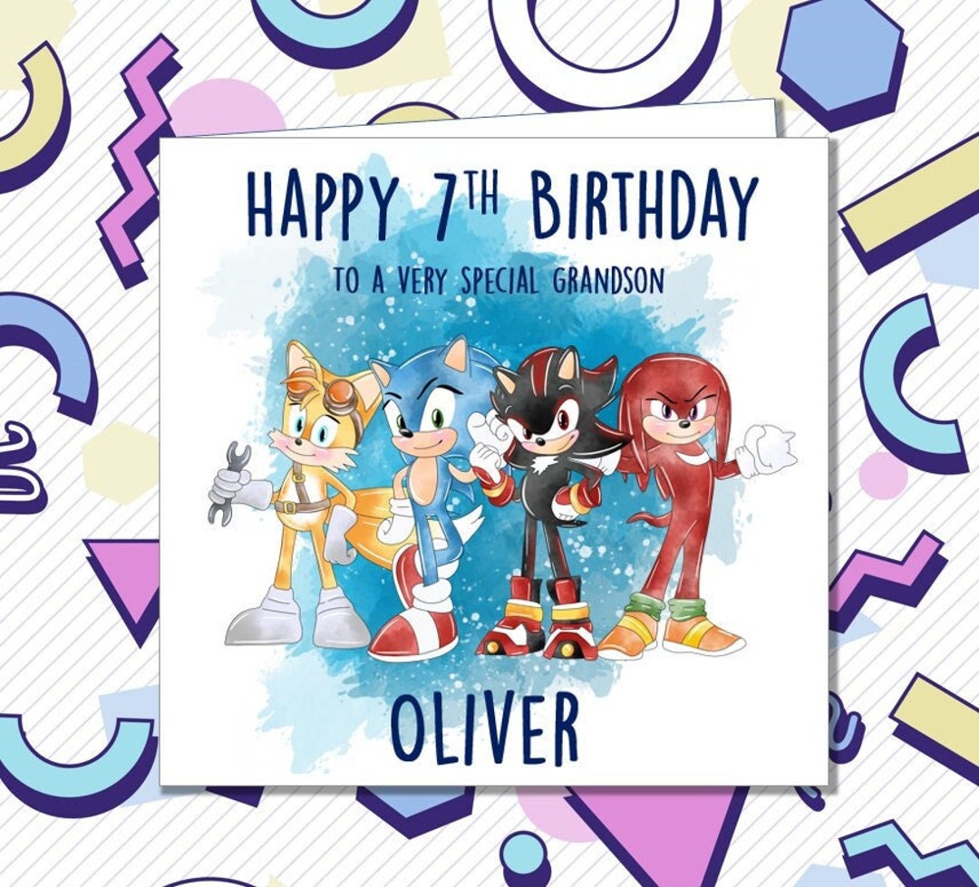 Personalised Sonic the Hedgehog Tails Knuckles Birthday Card Grandson ...