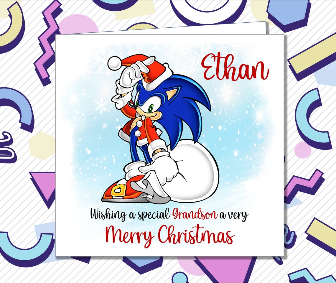 Personalised Sonic the Hedgehog Christmas Card Boys Grandson Son Nephew ...