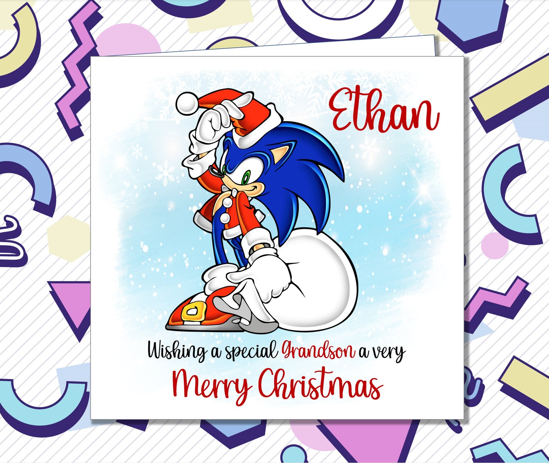 Personalised Sonic the Hedgehog Christmas Card Boys Grandson Son Nephew ...