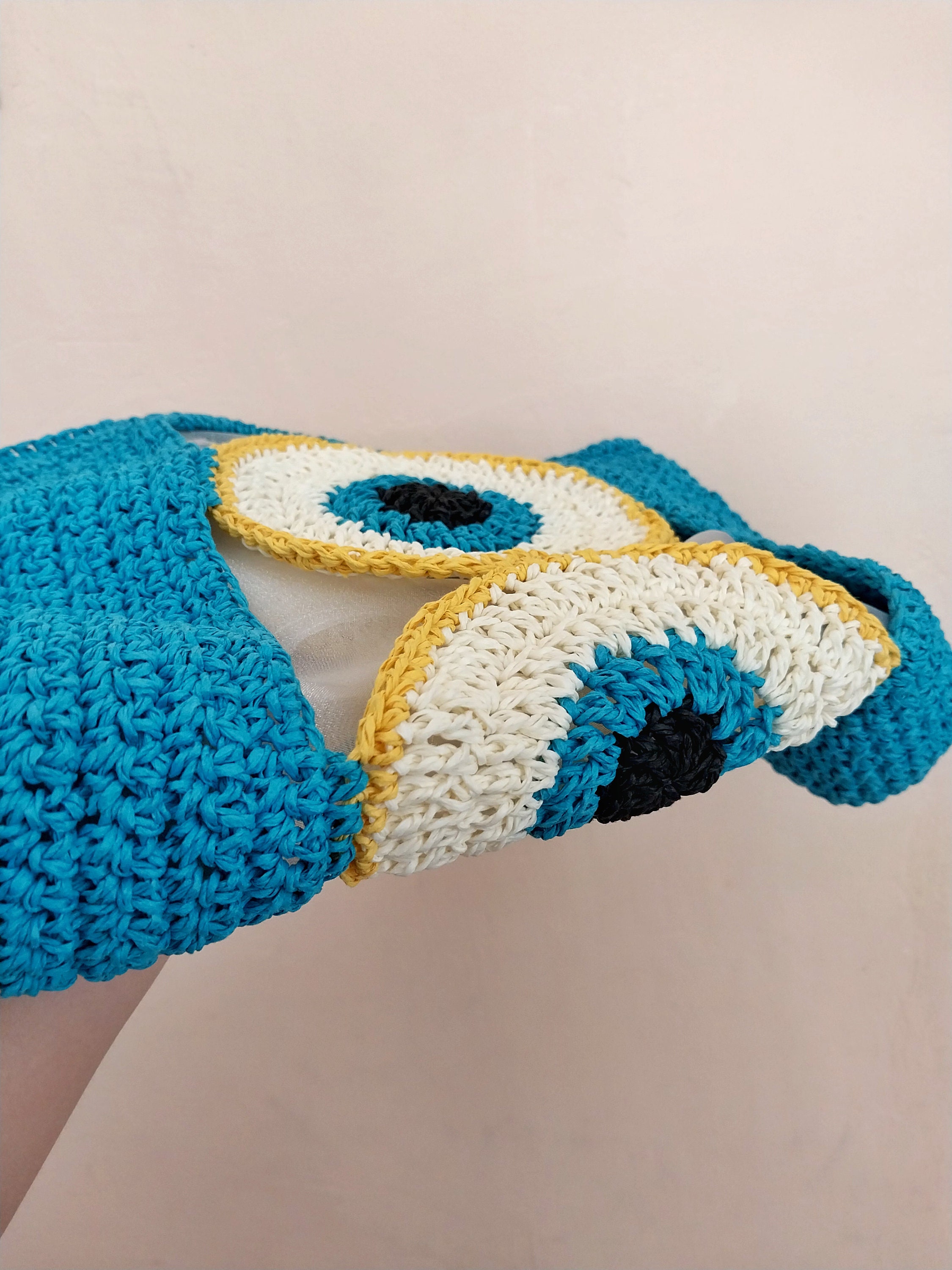 Knitting Eye Nazar Bag / Evil Eye Beach Bags / Handmade Bags - Etsy