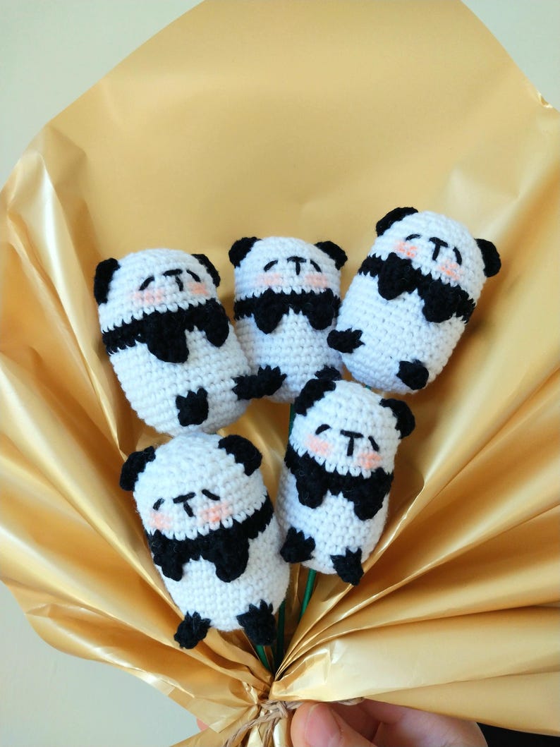 Adorable Crochet Panda Bear Bouquet , Unique Amigurumi Animal Gift ...