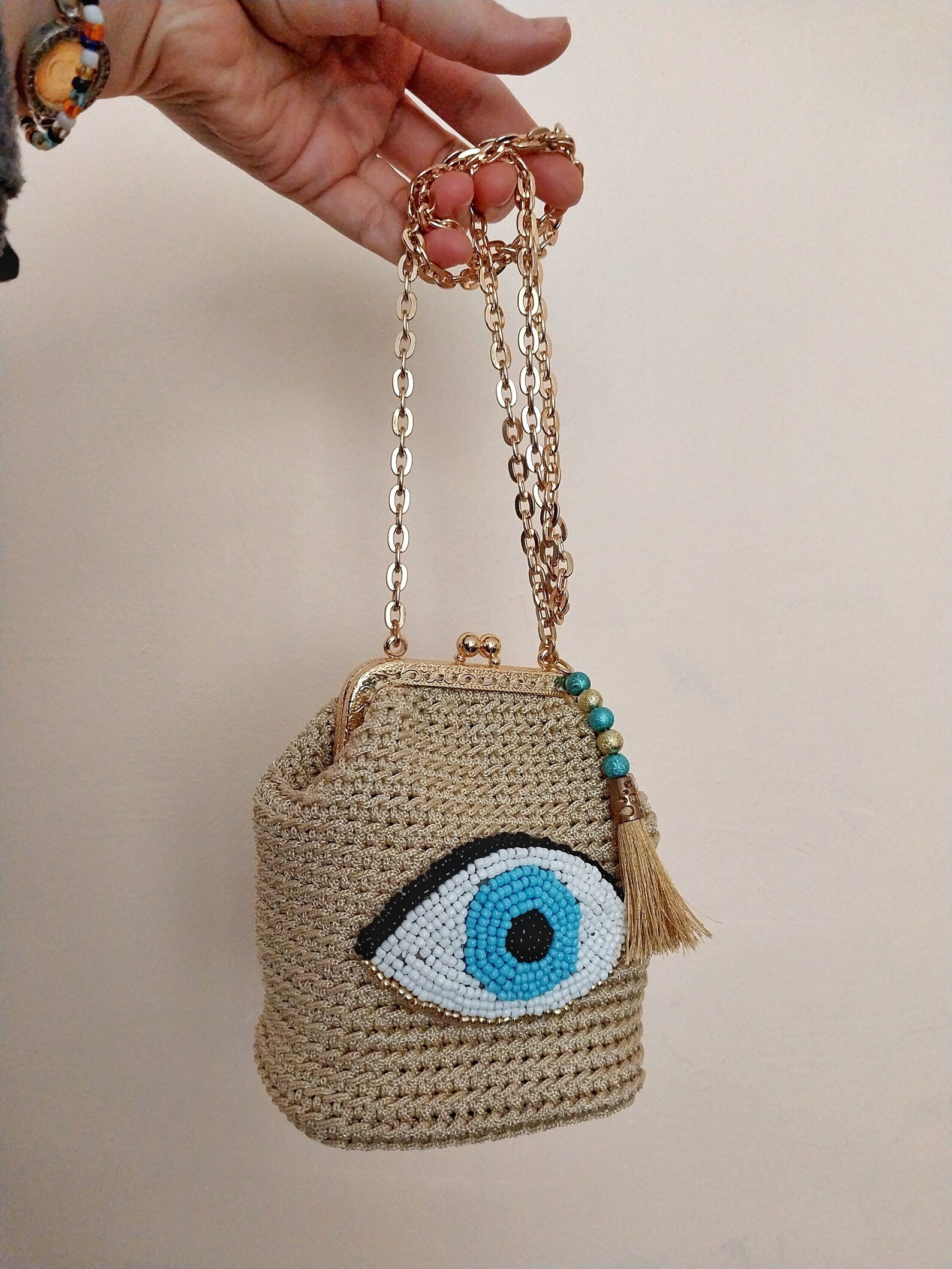 Knitting Eye Nazar Bag / Evil Eye Bags / Handmade Bags - Etsy