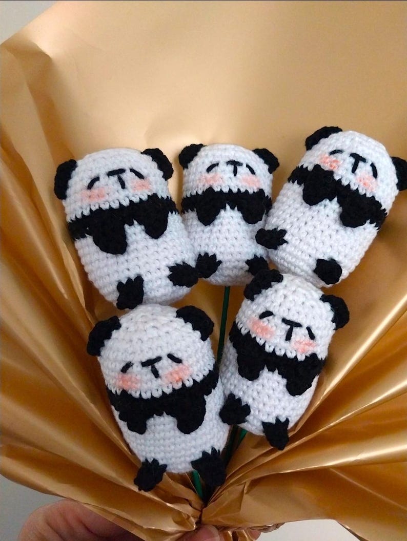 Adorable Crochet Panda Bear Bouquet , Unique Amigurumi Animal Gift ...