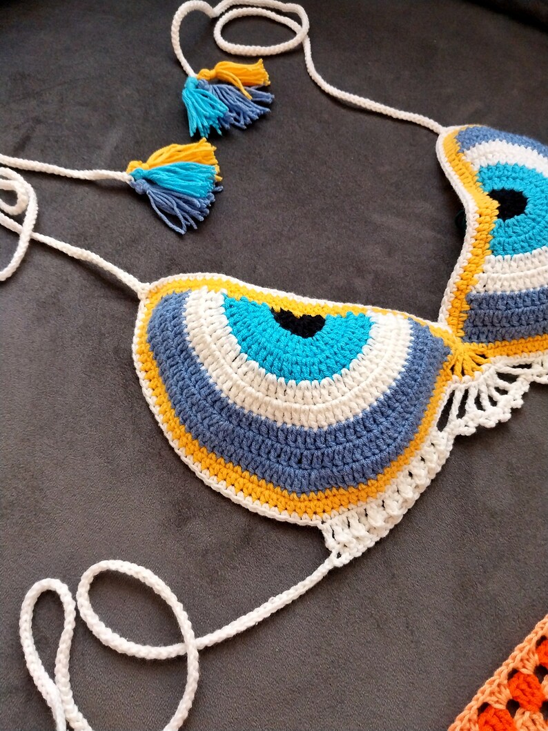Evil Eye Crop Tops / Cotton Crochet Bras - Etsy