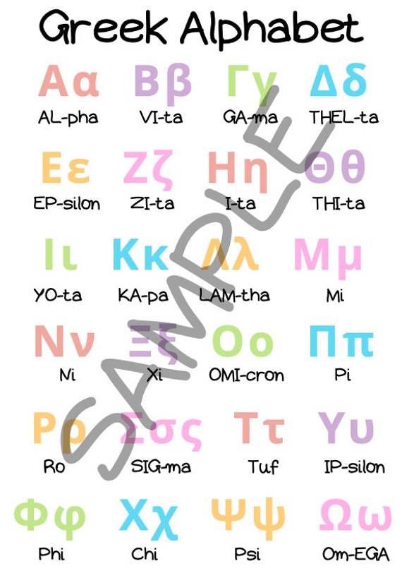 Greek Alphabet Chart Printable