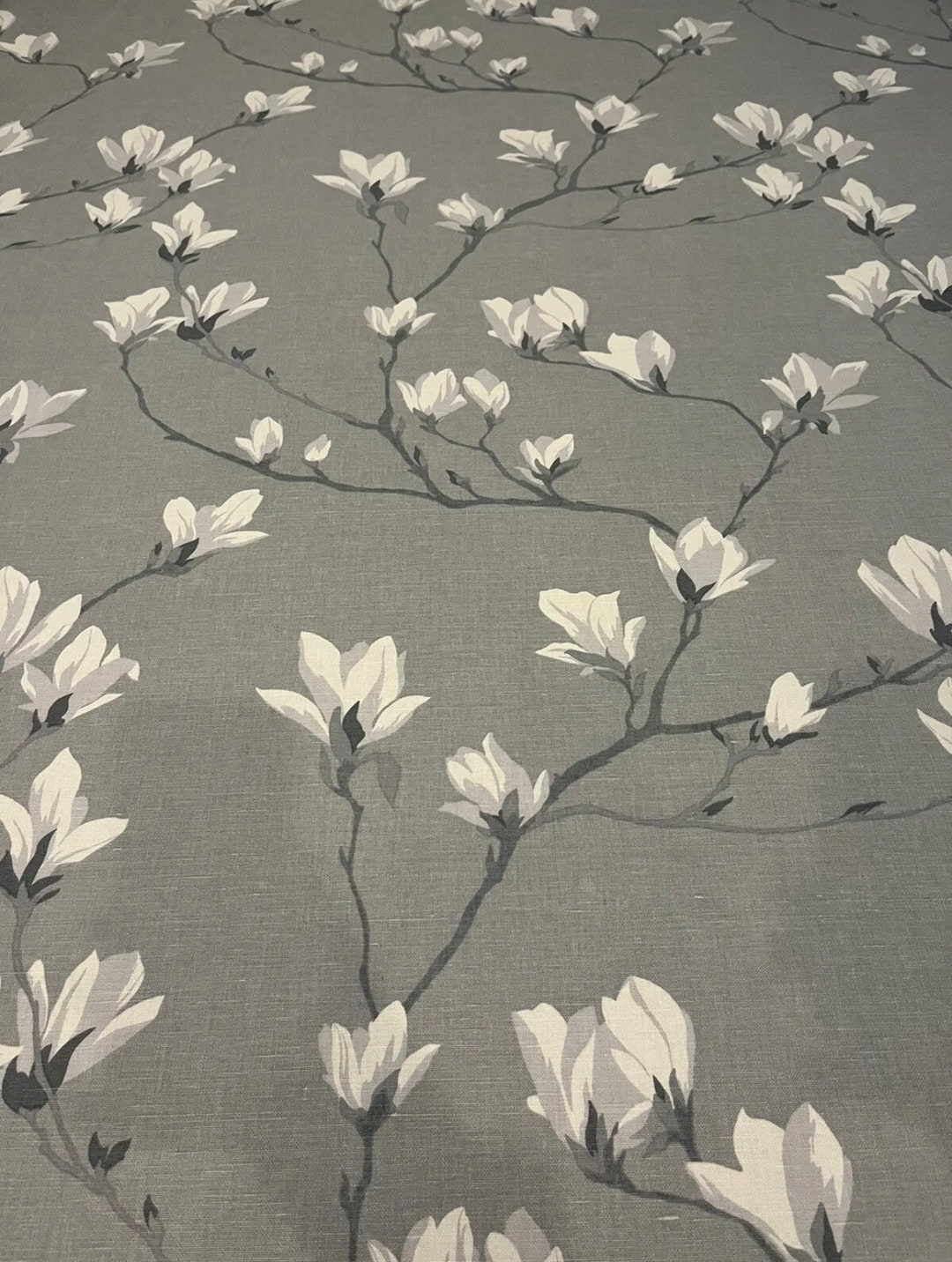 Laura Ashley Magnolia Slate Grey Fabric - Sold by the Metre - Etsy UK