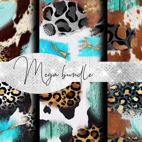 Cowhide Leopard Background PNG Sublimation Design Western - Etsy
