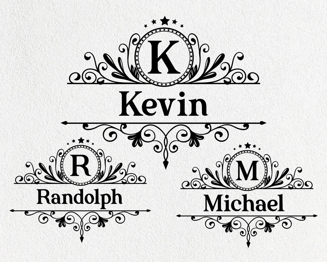 Monogram Svg Fancy Alphabet Svg Split Name Frame Svg A to Z | Etsy