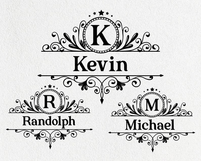 Monogram Svg Fancy Alphabet Svg Split Name Frame Svg A to Z - Etsy