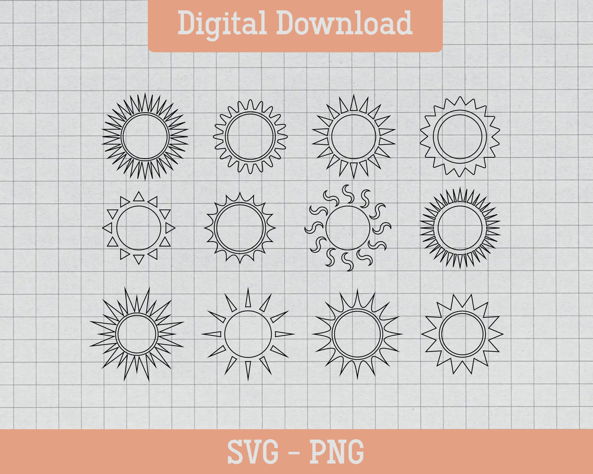 Sun Svg Digital Download Summer Sun Svg Sun Cut File - Etsy
