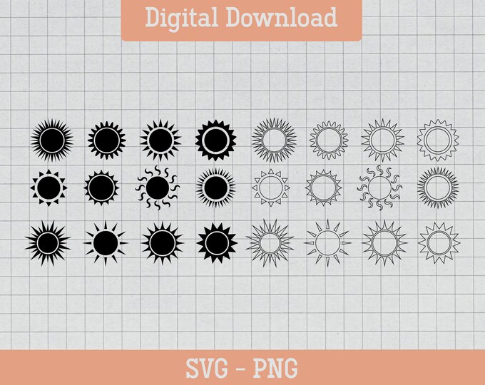 Sun Svg Cut File Instant Download Digital Design for Cricut, Sunshine ...