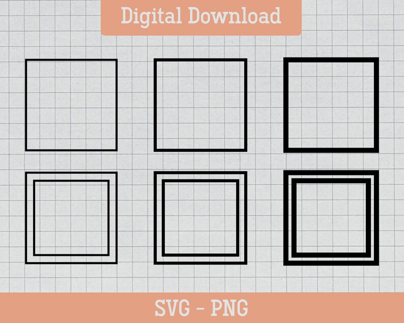Marco cuadrado svg, trazo cuadrado svg, descarga digital, borde svg ...