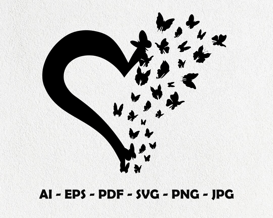 Butterfly Heart SVG, Valentine's Day Svg, Heart Svg, Love Heart Svg ...