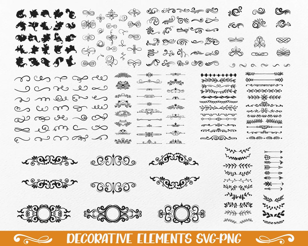 Decorative Elements Svg, Digital Download, Ornaments Svg, Text Divider ...