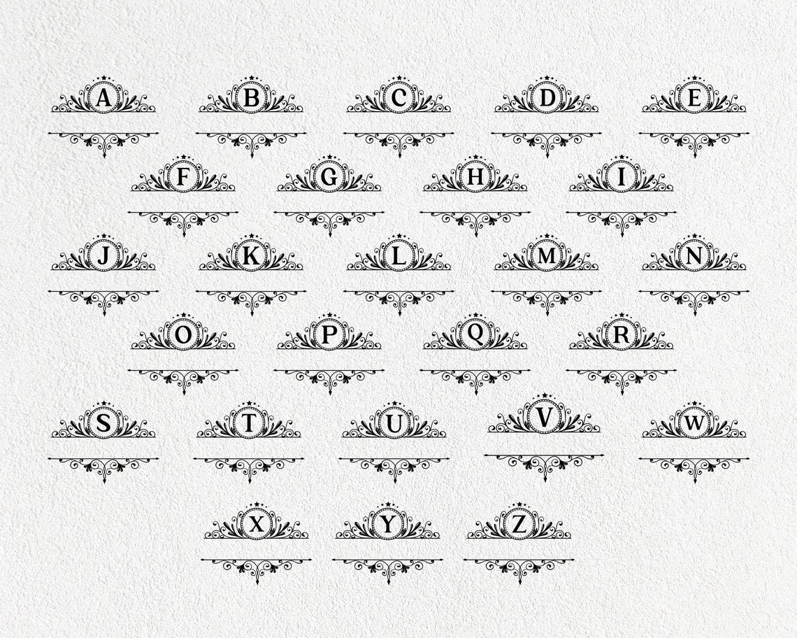 Monogram Svg Fancy Alphabet Svg Split Name Frame Svg A to Z | Etsy
