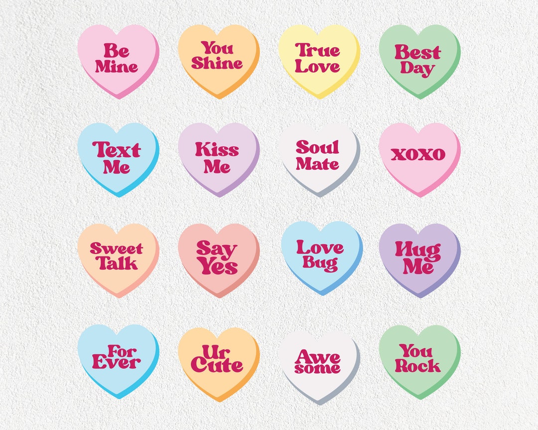 Conversation Hearts Svg, Valentine Svg, Heart Svg, Valentine Cut File ...