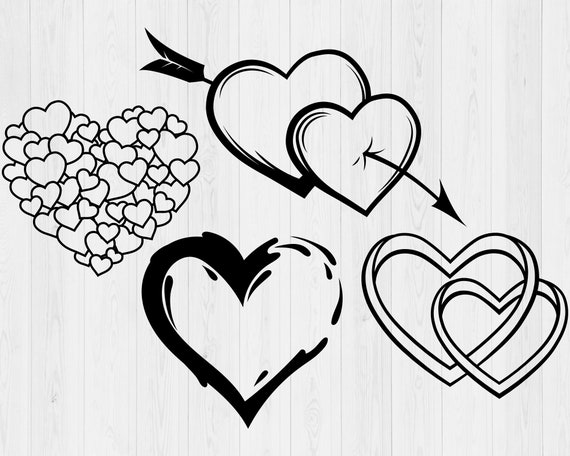 Hand Drawn Heart Svg Printable Heart Svg Bundle Sketch - Etsy