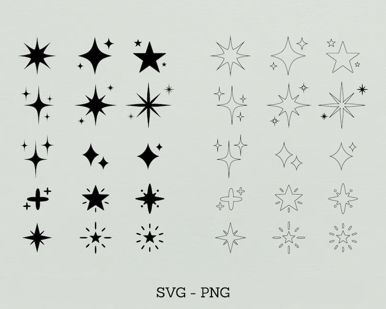 Sparkle Stars Svg, Sparkle Svg, Shooting Stars Svg, Digital Download, Star Svg, Silhouette Cut ...