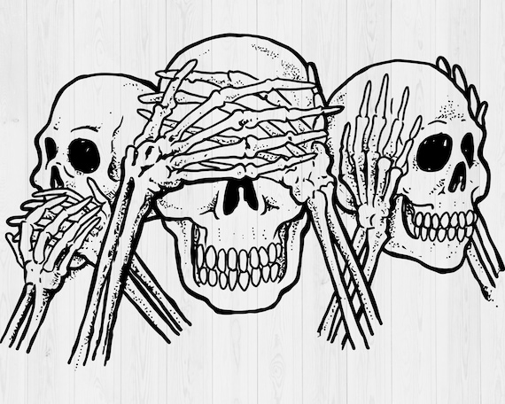 Three Wise Skulls Svg Printable Skull Svg See Hear Speak No - Etsy New Zealand
