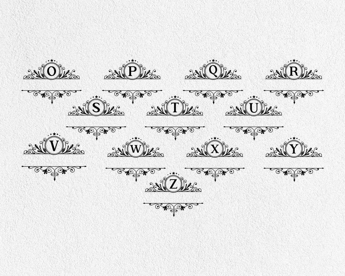 Monogram Svg Fancy Alphabet Svg Split Name Frame Svg A to Z | Etsy